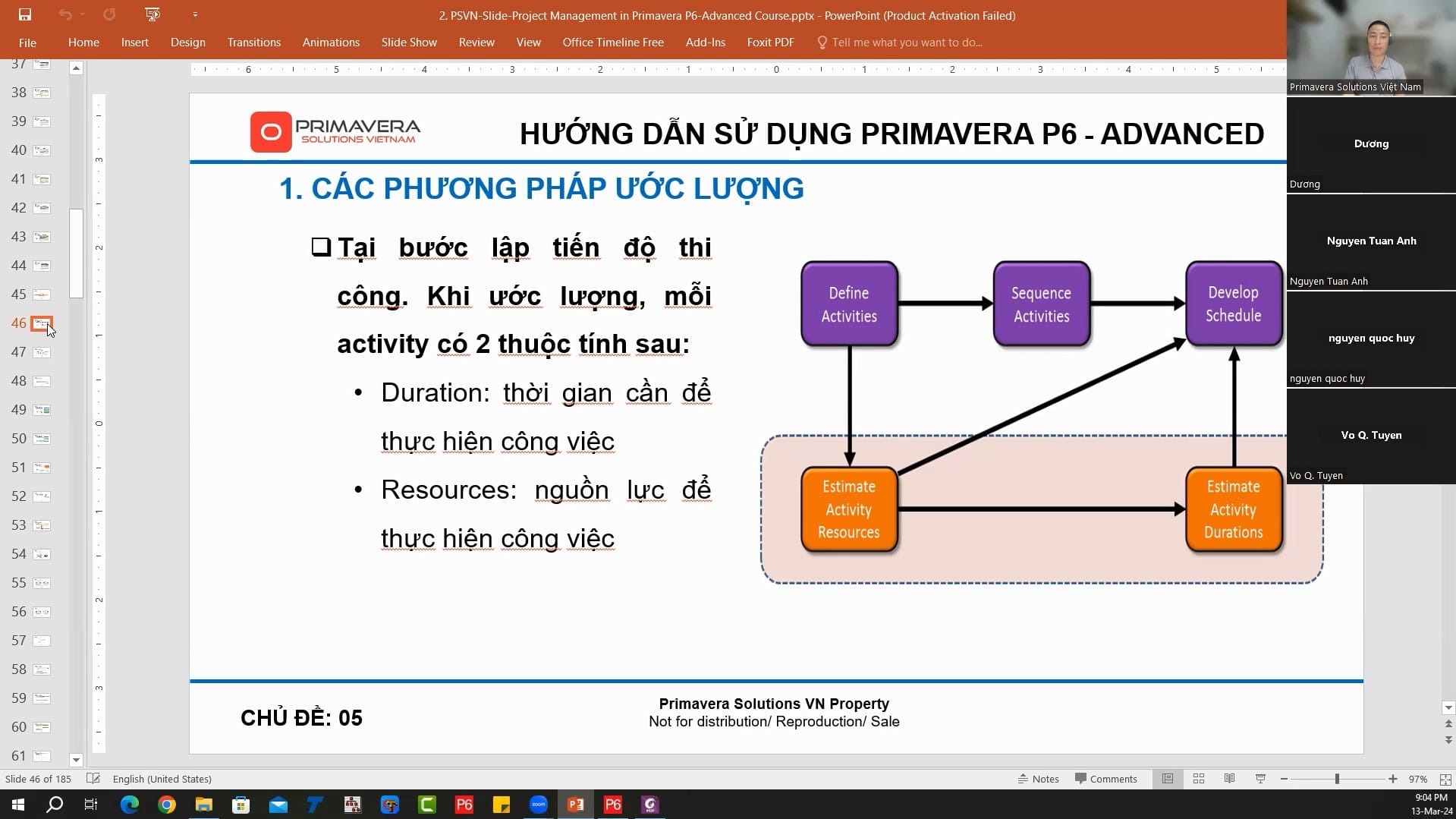 [Live-Training] Tôn vinh học viên khóa học Primavera P6 Advanced tháng ...